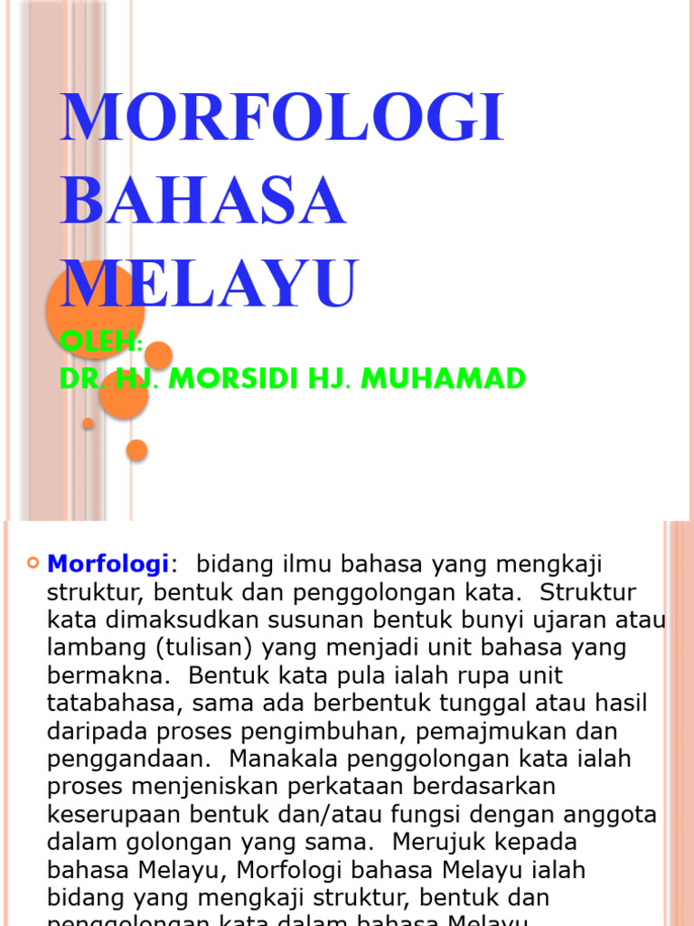 BM I - MORFOLOGI BAHASA MELAYU (Kuliah 6) | PDF