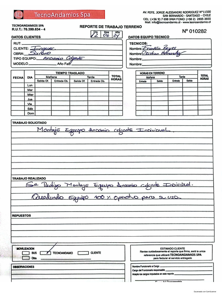 Reporte Trabajo (Ingevec) 13-06-2024 | PDF
