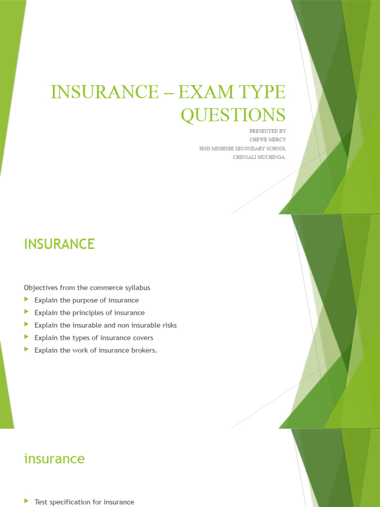 Insurance - Exam Type Questions-1 | PDF | Insurance | Risk