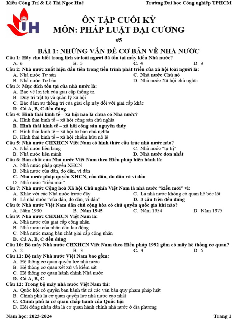 Trắc Nghiệm PLDC #5 | PDF