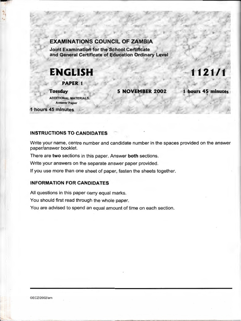 English 2002 Paper 1 2 | PDF | Refugee | Right Of Asylum