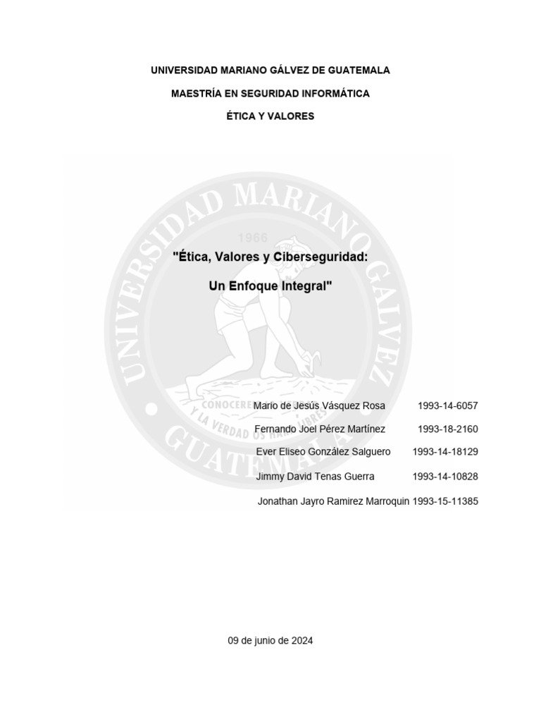 Proyecto Final Etica y Valores 2024-1 | PDF | La seguridad informática | Seguridad