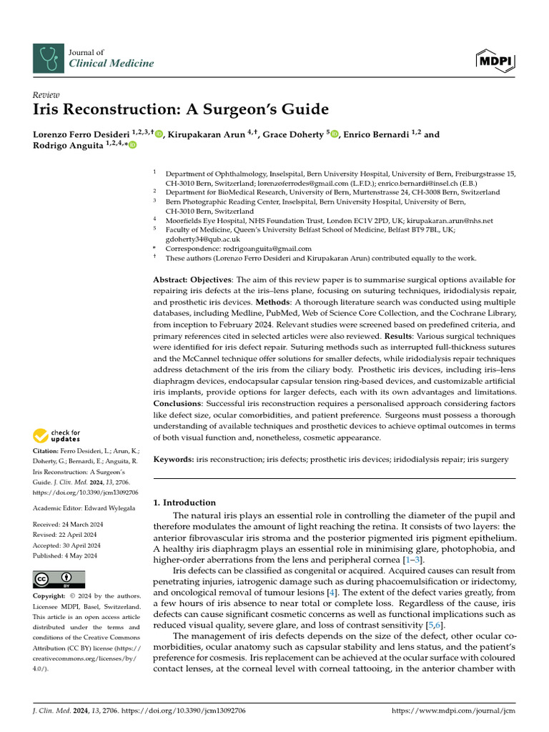 Iris Reconstruction Techniques Overview | PDF | Surgical Suture | Pub Med