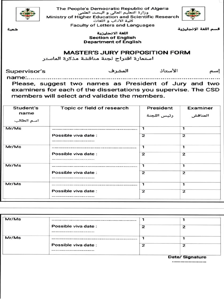 Master's Jury Proposition Form | PDF