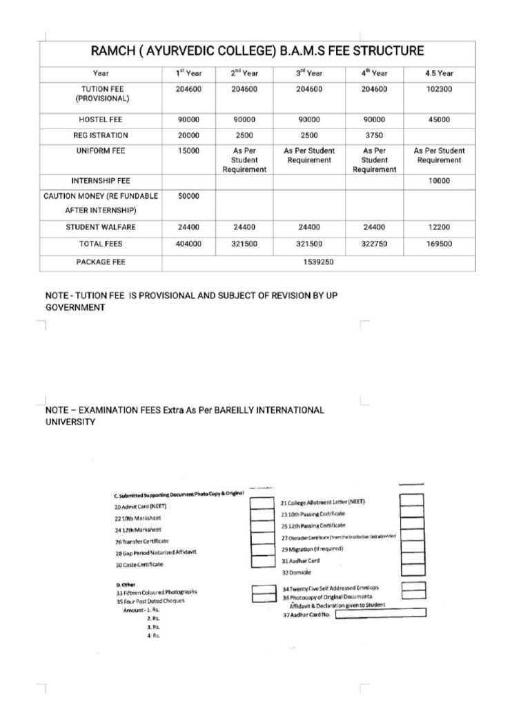 Bams Fee Structure | PDF