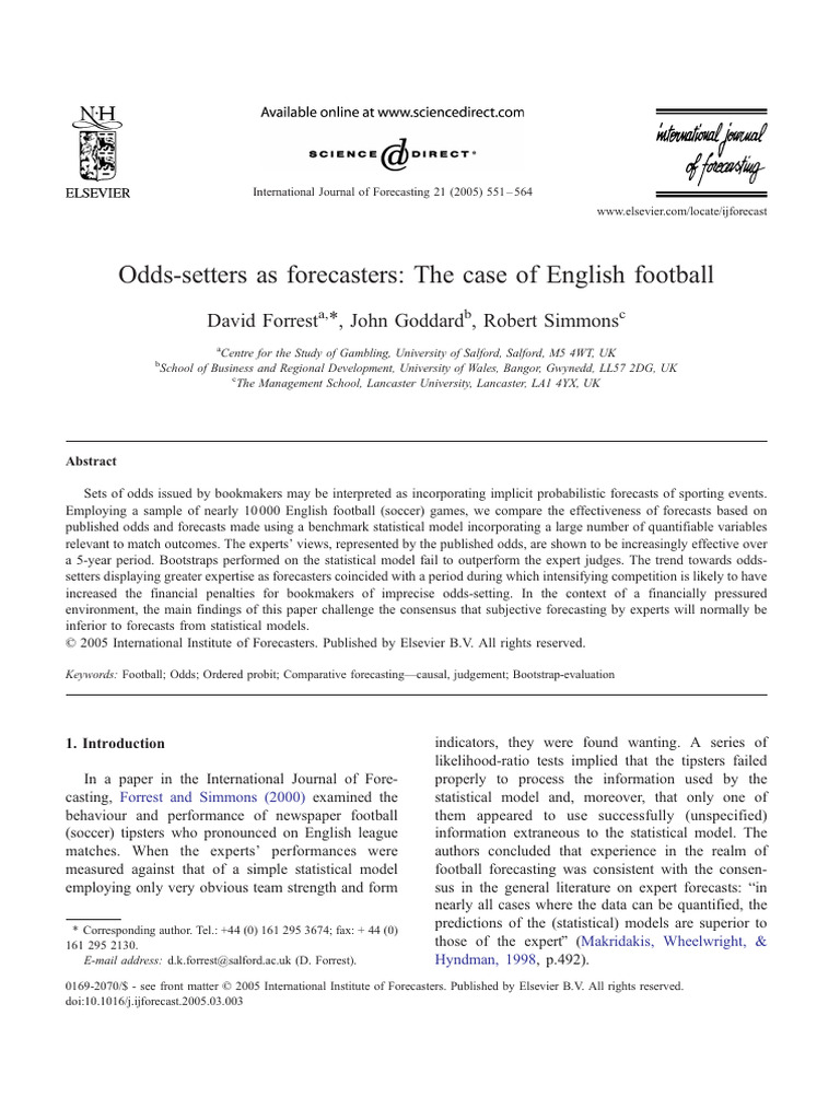 Forrest 2005 | PDF | Gambling | Odds