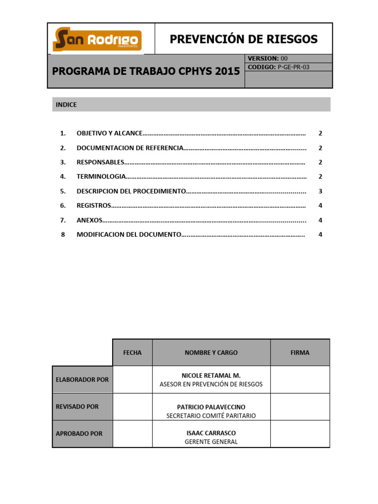 Programa de Trabajo CPHYS 2015 | PDF | Negocios