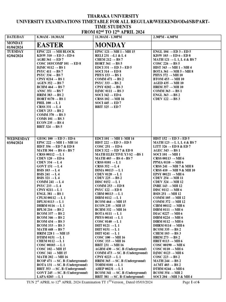 COSC 363 Exam Schedule April 2024 | PDF