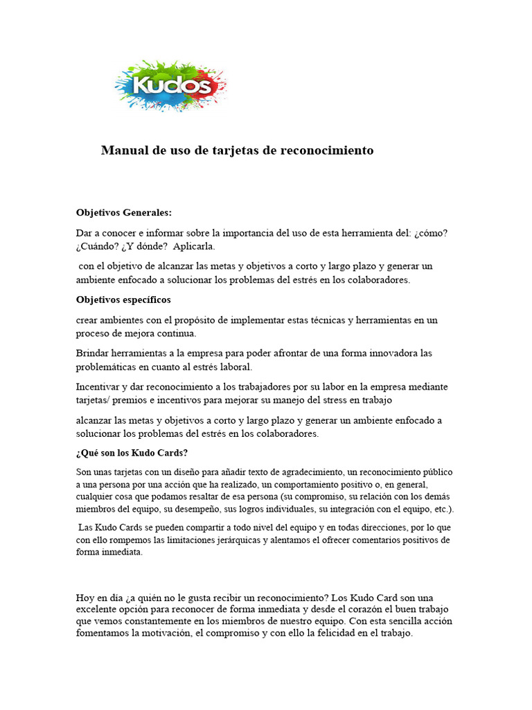 Manual de Kudos | PDF | Motivación | Motivacional