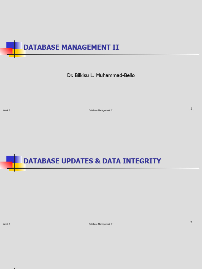 Wk3b - Database Updates & Data Integrity | PDF | Relational Database ...