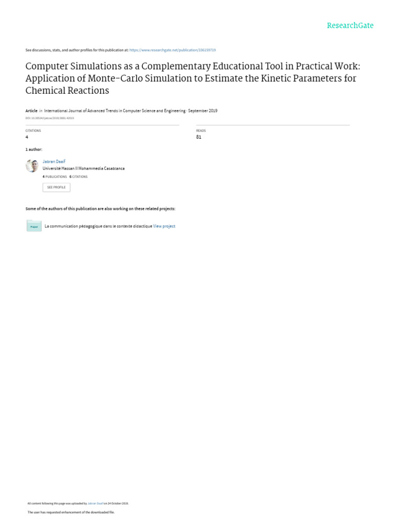 Daaif, Zerraf, Tridane, Chbihi, et al., 2019 - Computer simulations as ...