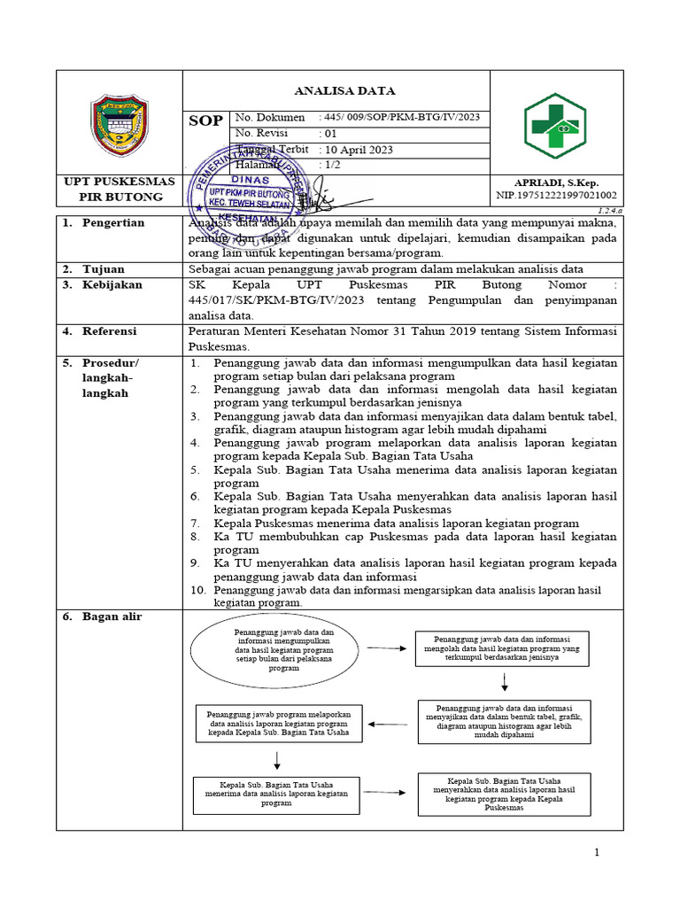 SOP Analisis Data Puskesmas 2023 | PDF