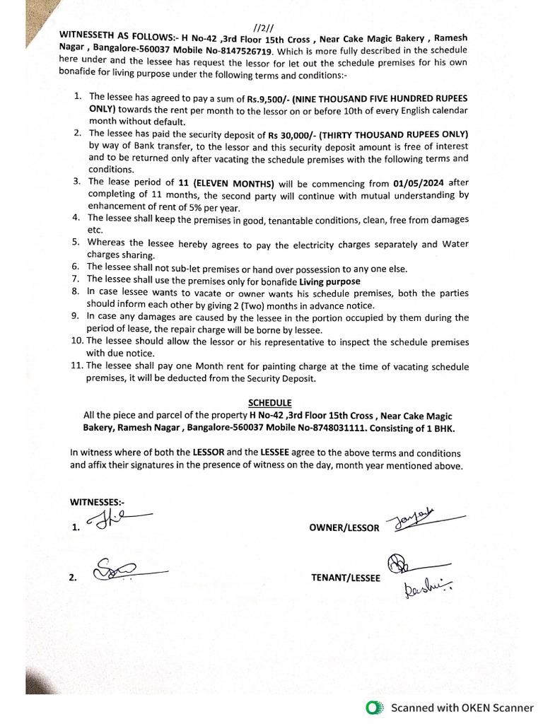 Rent Agreement 2 | PDF