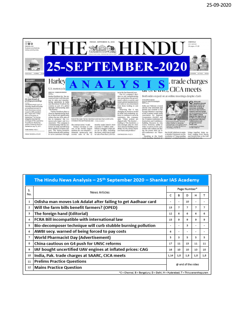 25-09-2020 - The Hindu Handwritten Notes | PDF | Pharmacist | Pharmacy