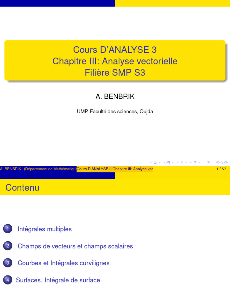 Chapitre 3 Analyse Vectorielle | PDF | Intégral | Analyse vectorielle