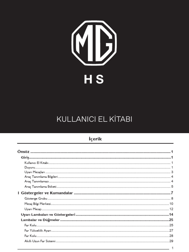 MG Hs Kullanici El Kilavuzu | PDF