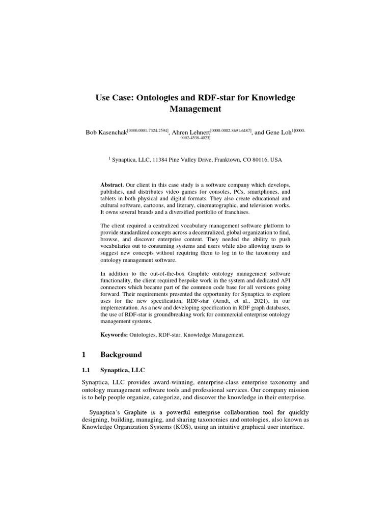 4 Use Case Ontologies and RDF Fo | PDF | Resource Description Framework | Metadata