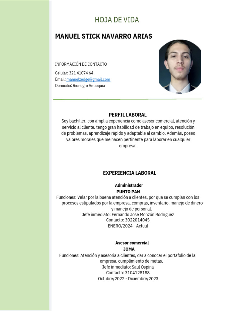 CV Manuel Navarro - Comercial PDF | PDF