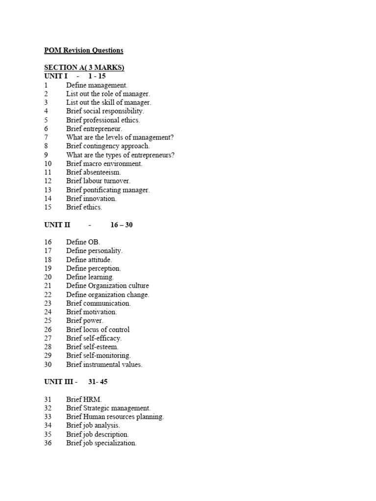 POM Questions | PDF | Marketing | Expense