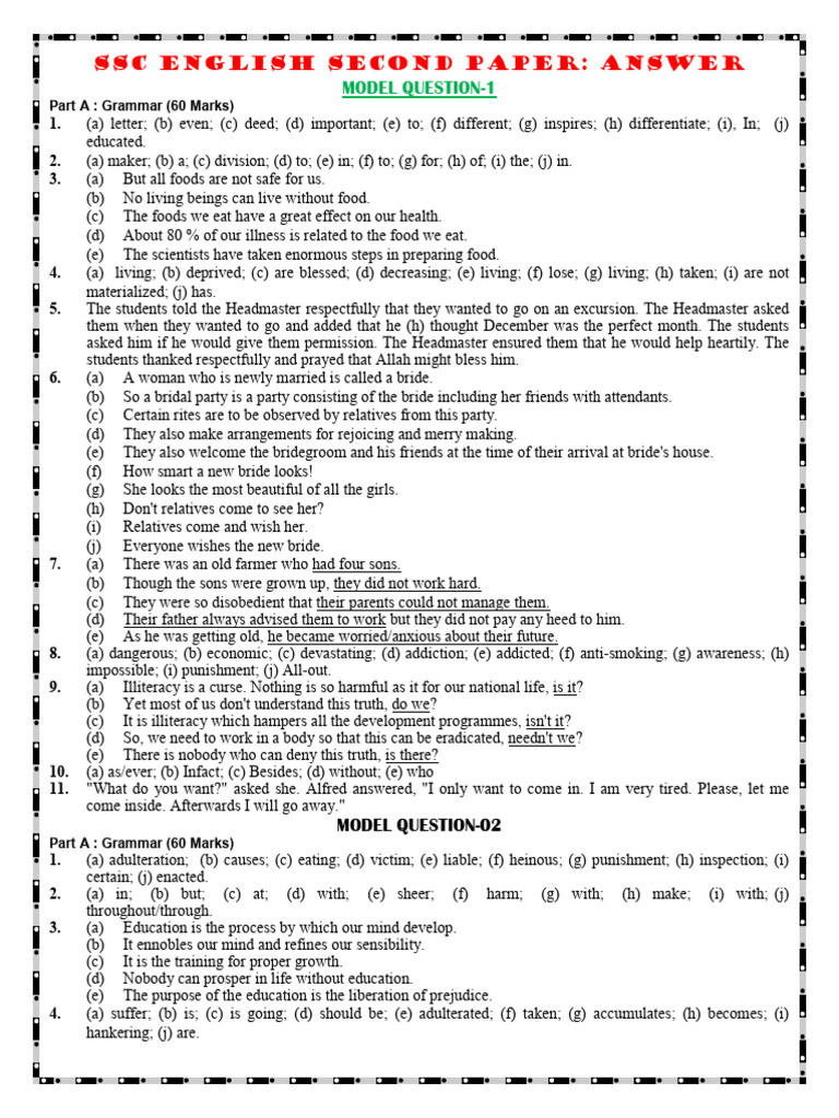 English 2nd Paper - Solution | PDF | Literacy | Feminism