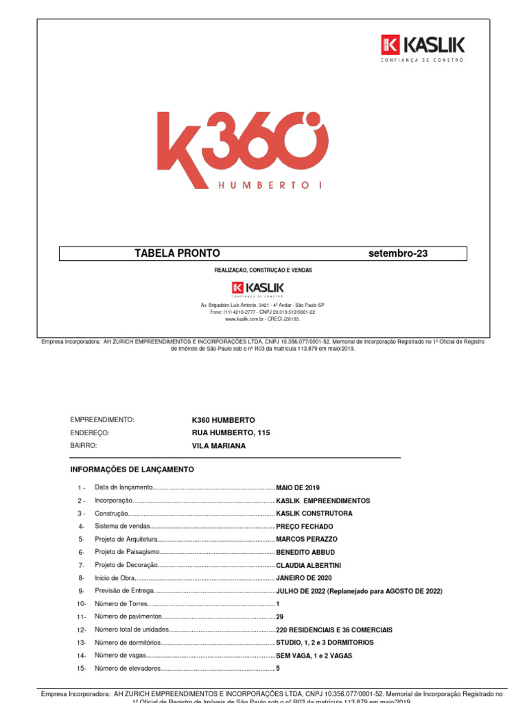 K360 - Tabela - Setembr-2023 | PDF | Conceitos jurídicos | Economia de negócios