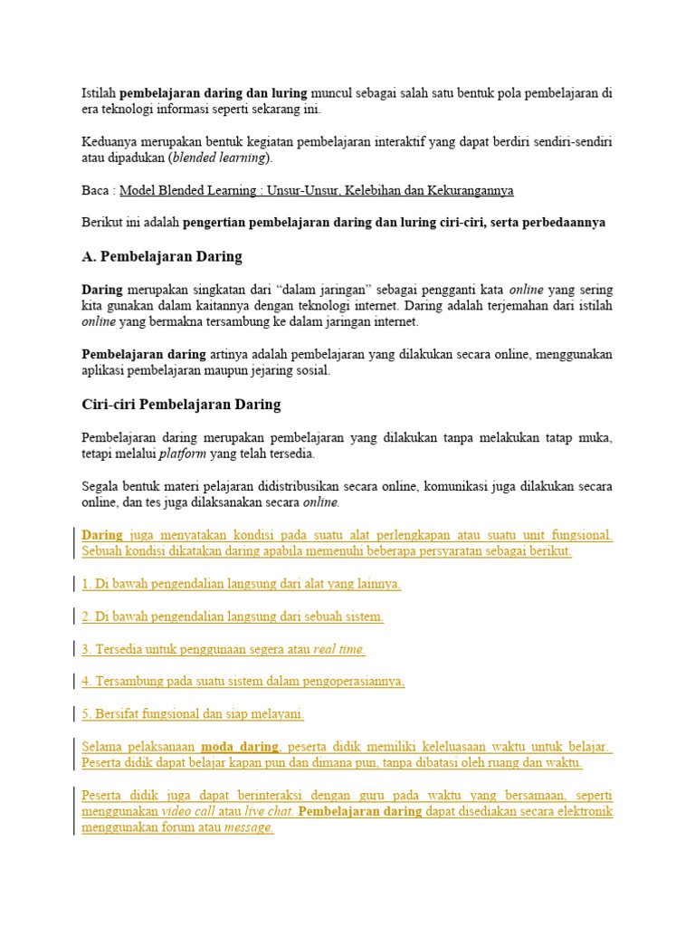 Istilah Pembelajaran Daring Dan Luring Muncul Sebagai Salah Satu Bentuk ...