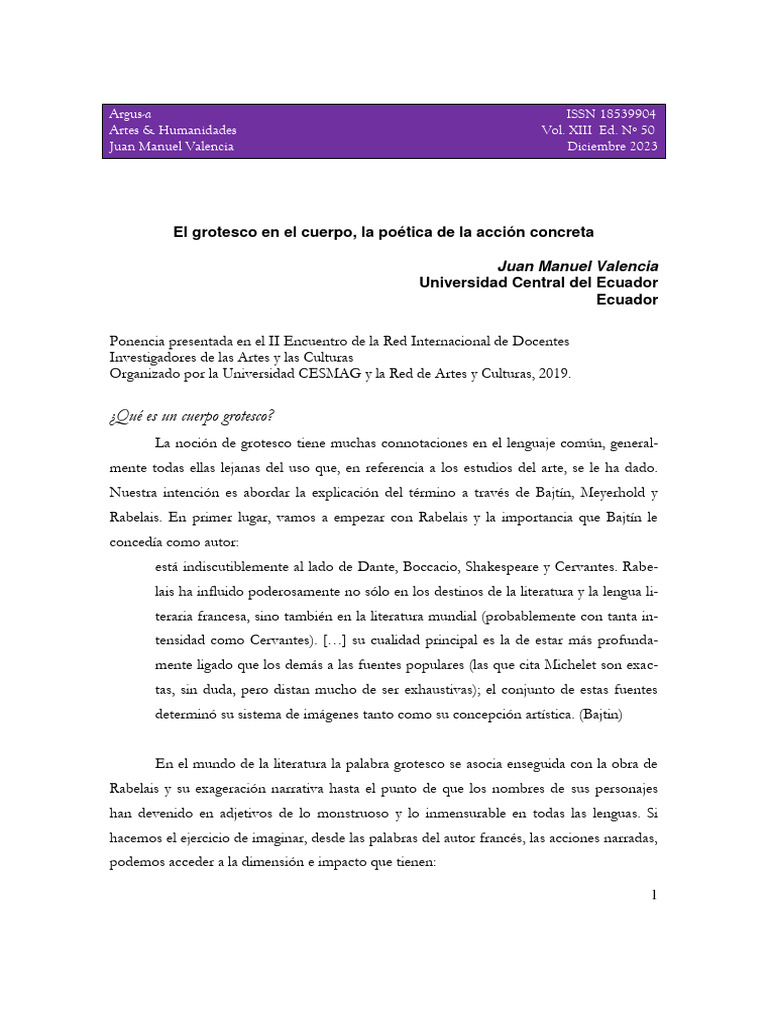 ¿Qué Es Un Cuerpo Grotesco?: El Grotesco en El Cuerpo, La Poética de La ...