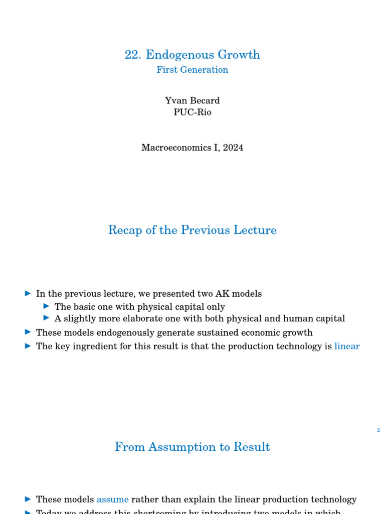 Endogenous Growth 2 | PDF | Economic Growth | Production Function