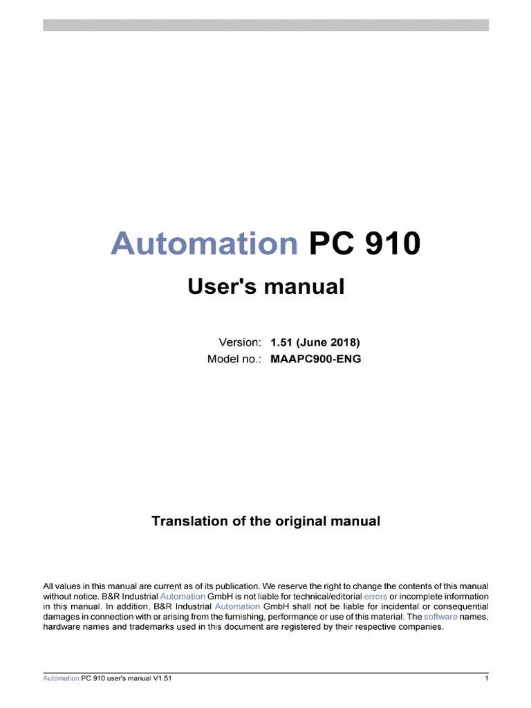 Automation PC 910 Users Manual(1) | PDF