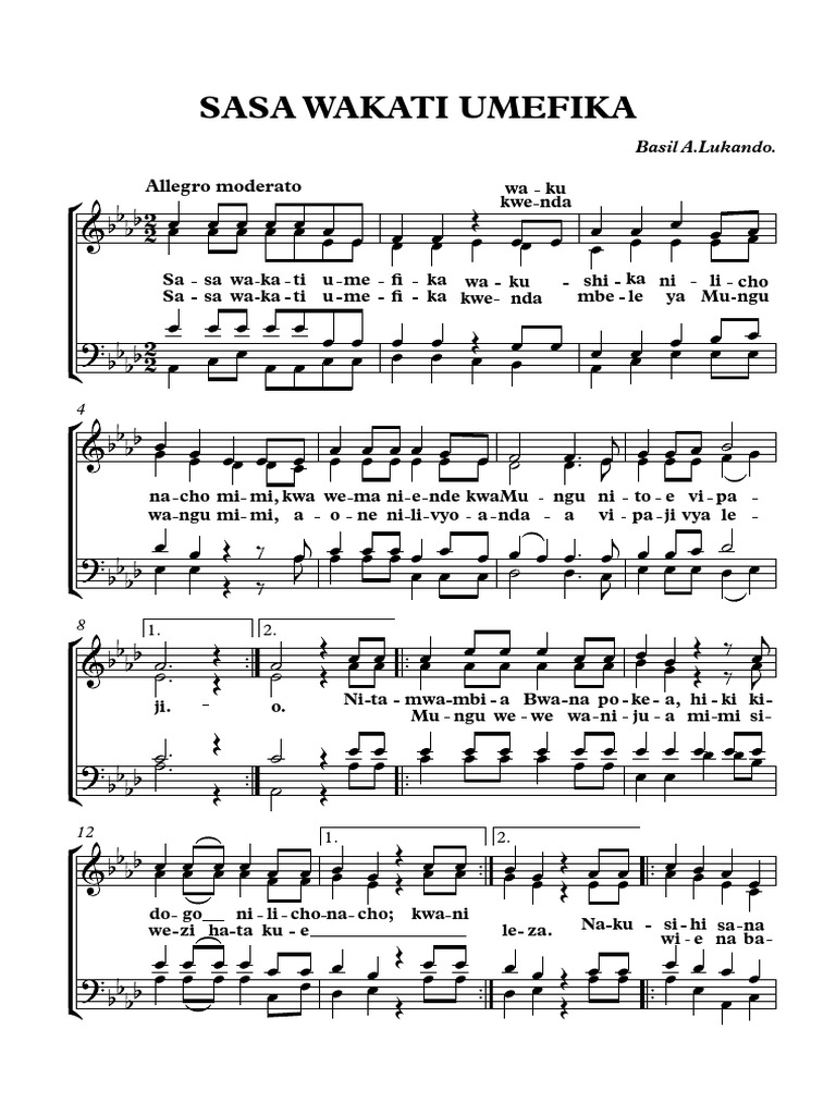 Sasa Wakati Umefika-Lukando - Full Score | PDF