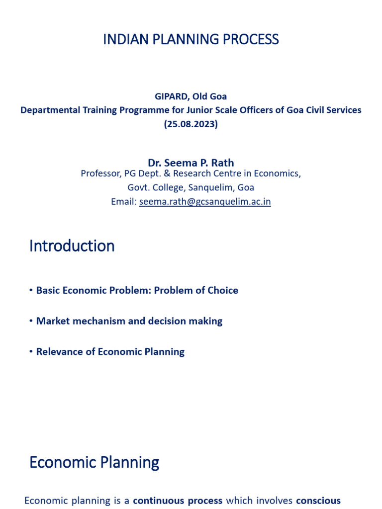 Economic Planning Process in India | PDF | Economic Growth | Economic ...
