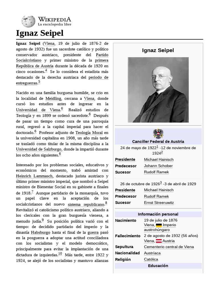 Ignaz Seipel | PDF | Ciencias Políticas