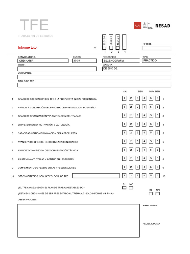 Tfe Curso Informe Tutor No - Alumno - Profesor-2023 | PDF