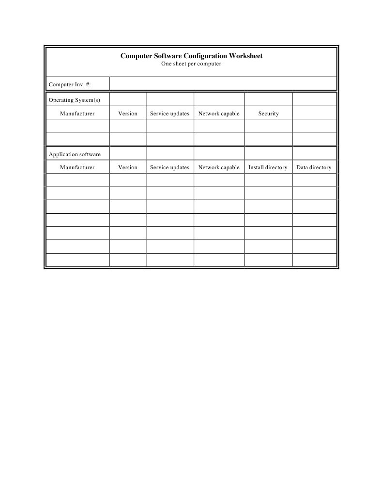 Computer Software Configuration Sheet | PDF