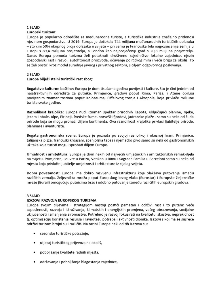 Europski Turizam 1 | PDF