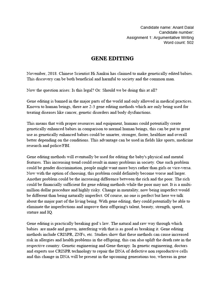 Coursework Argumentative Draft 1 | PDF | Genetics | Genetic Engineering