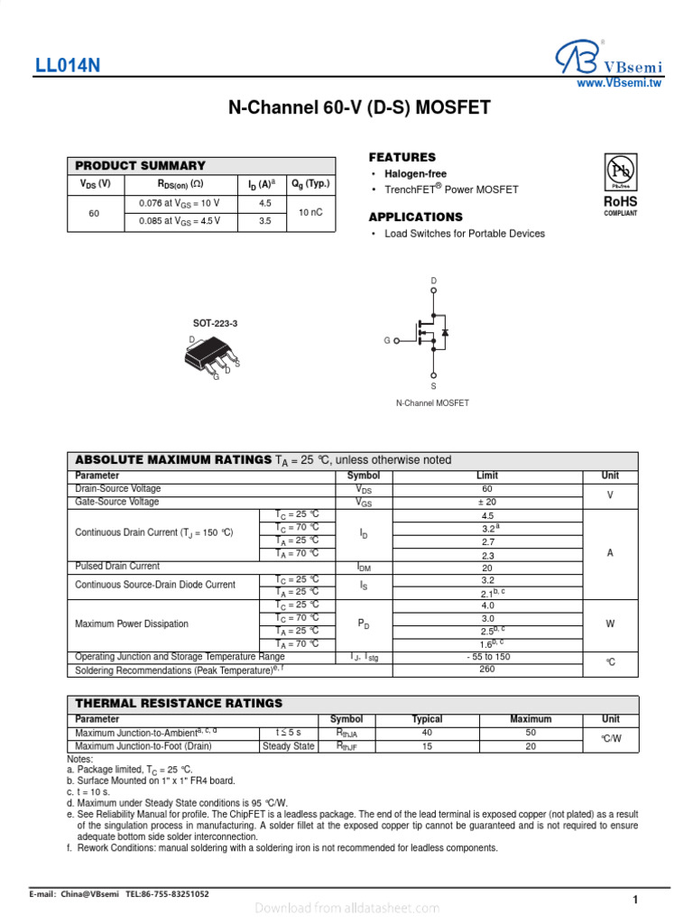 LL014N | PDF | Field Effect Transistor | Mosfet