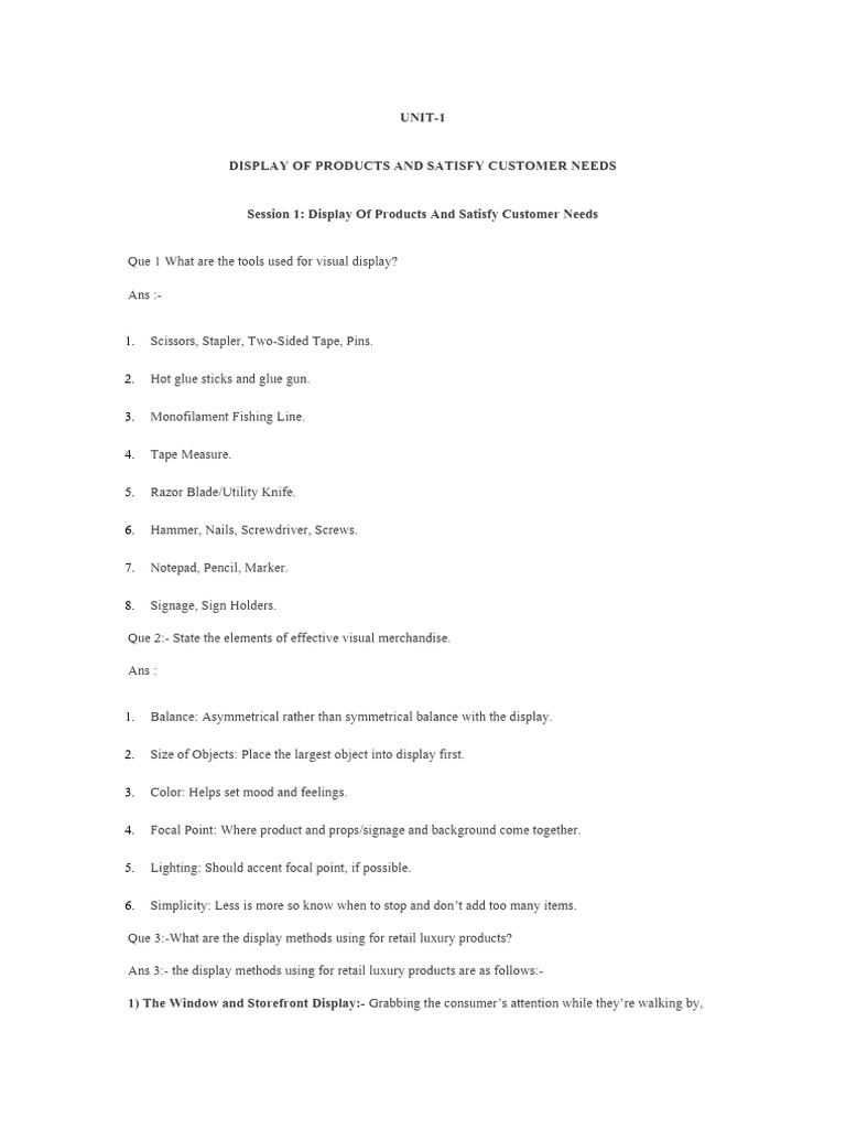 Retail Unit 1 Notes | PDF | Retail | Sales