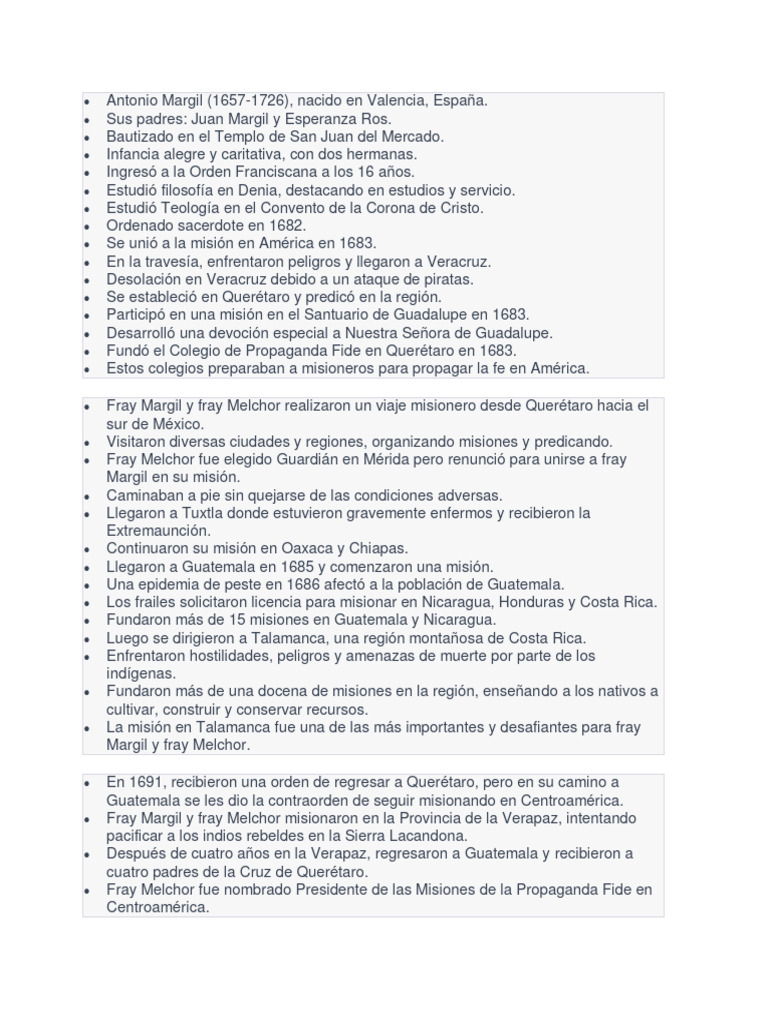 Antonio Margil Resumen | PDF | Religión y espiritualidad