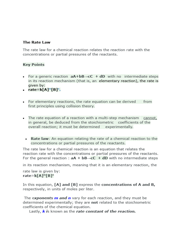 Understanding Rate Laws in Chemistry | PDF | Reaction Rate | Chemical ...