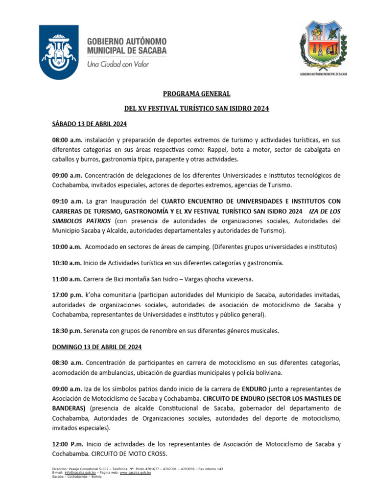 Programa San Isidro Oficial 2024 | PDF