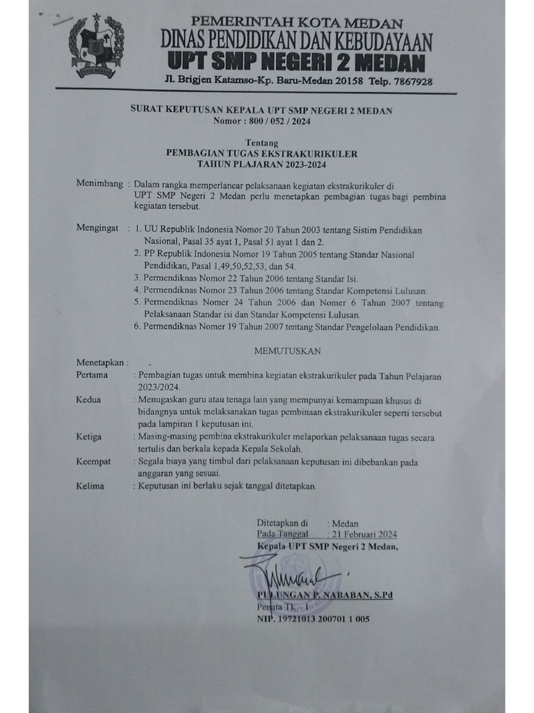 Scan SK Ekstrakurikuler | PDF