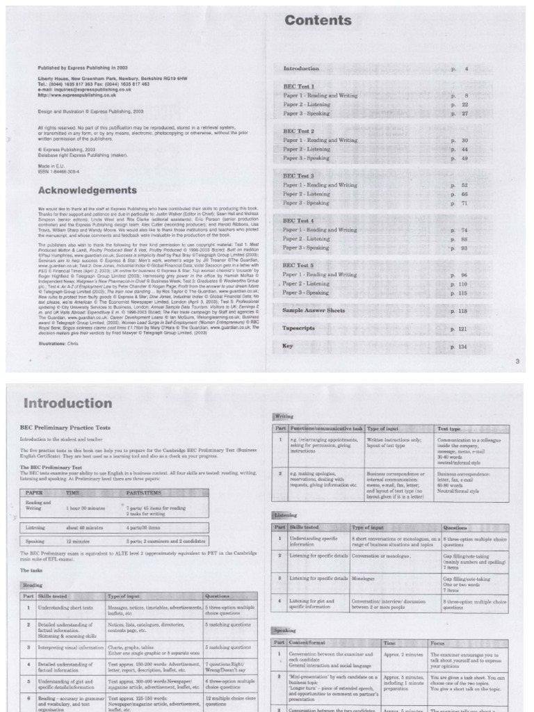BEC Preliminary Test | PDF