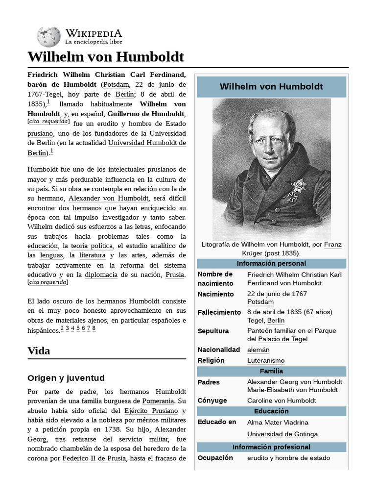 Wilhelm Von Humboldt | PDF | Historia