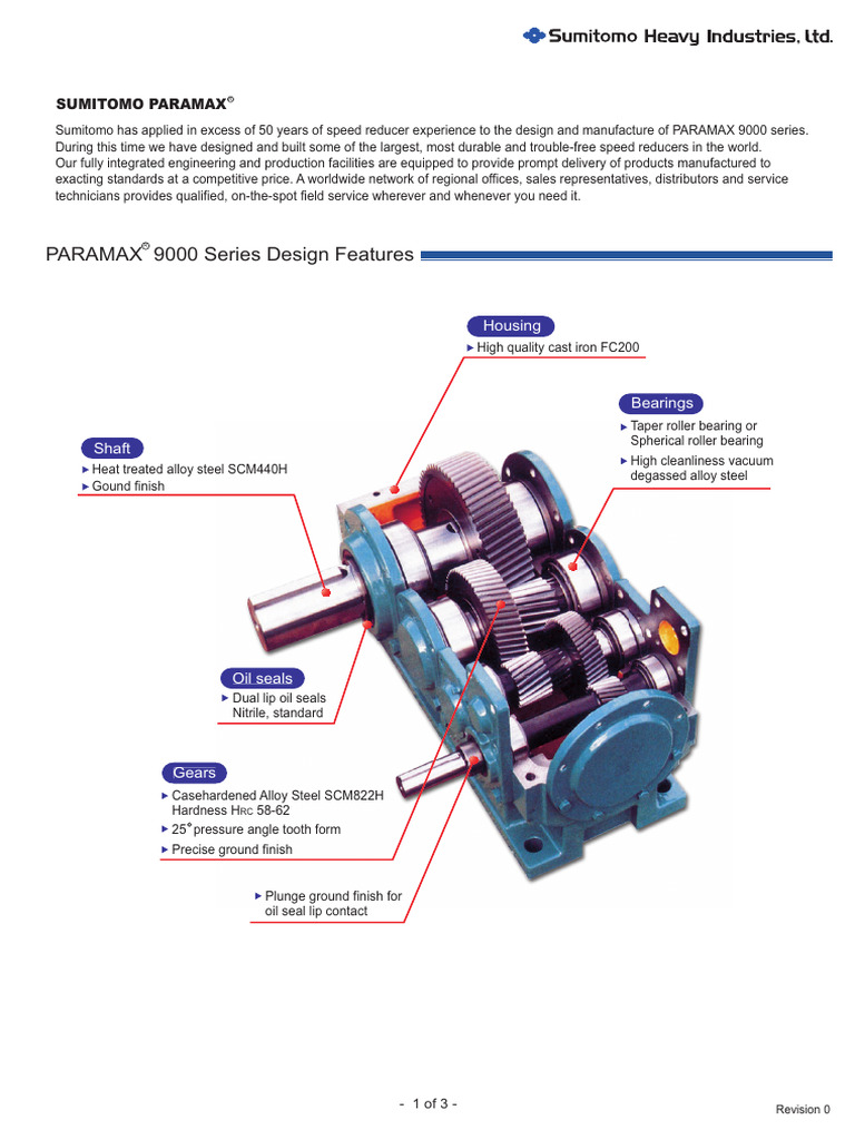 Caracteristicas Reductores Sumitomo PARAMAX 9000 | PDF | Gear | Bearing (Mechanical)