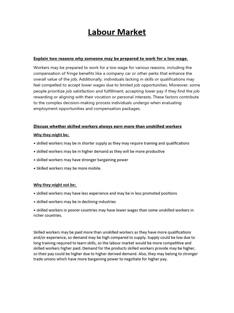 Labour Market Pdf Labour Economics Supply Economics