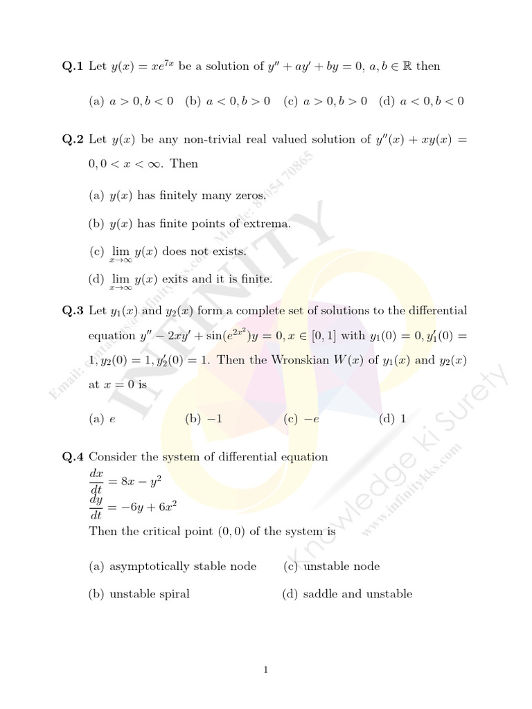 Ode Test Unit II | PDF | Equations | Mathematical Objects