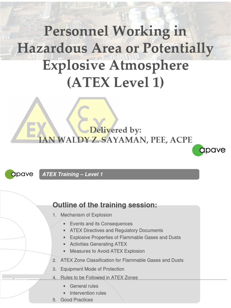 ATEX Training - Level 1 | PDF | Gases | Energy Technology