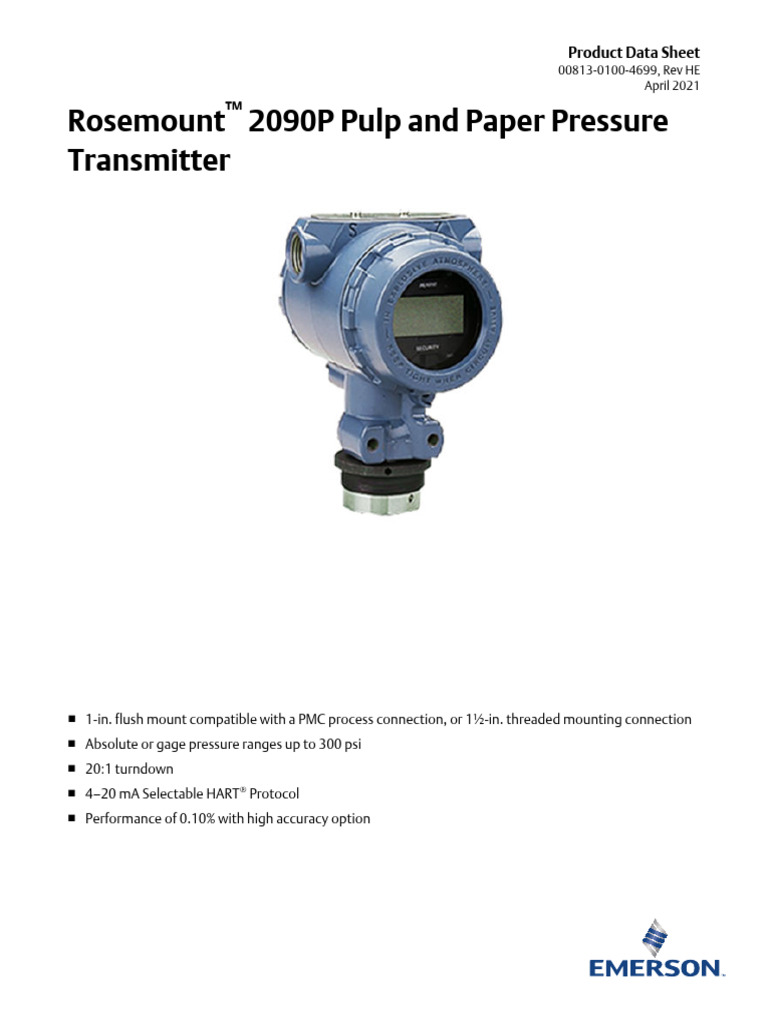 Product Data Sheet Rosemount 2090p Absolute Gage Pressure Transmitter ...