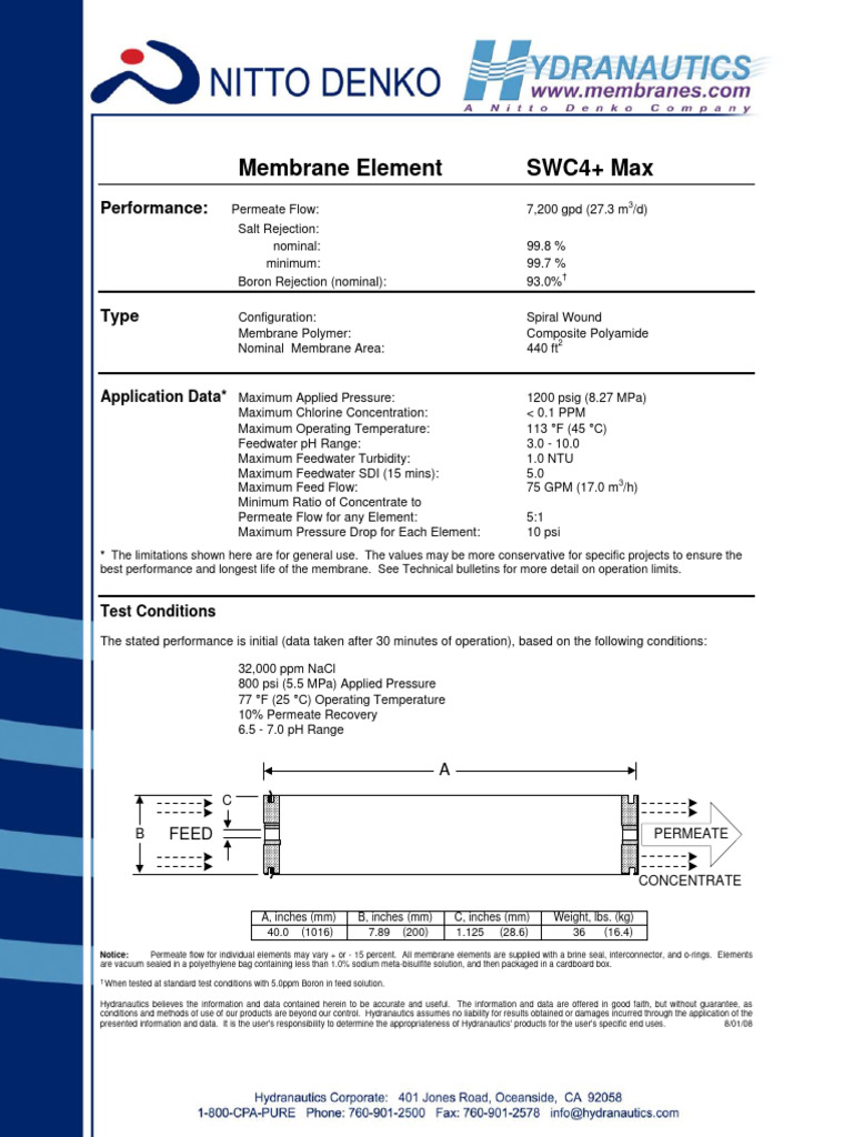 SWC4 Max | PDF | Membrane | Unit Operations
